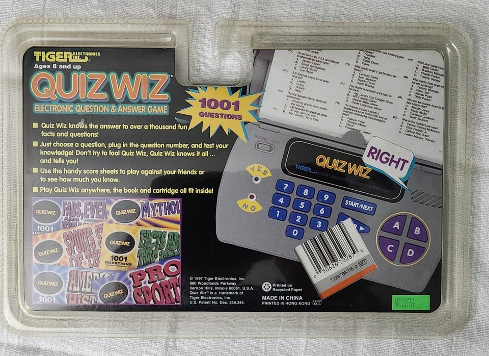 “Sports Stars Of The ‘90s” Cartridge & Book #58 Quiz Wiz Q & A Game ...