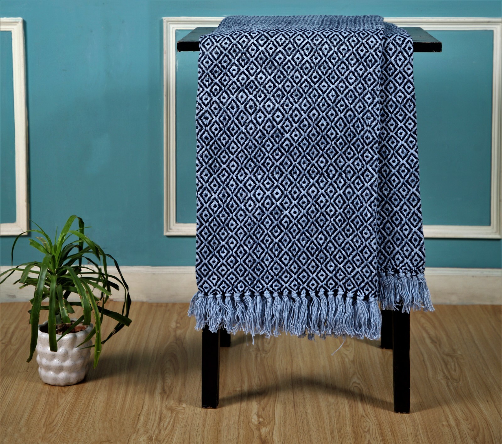 Geometric Sofa/Bed Throws 100% Cotton Woven Diamond Pattern Warm & Soft ...