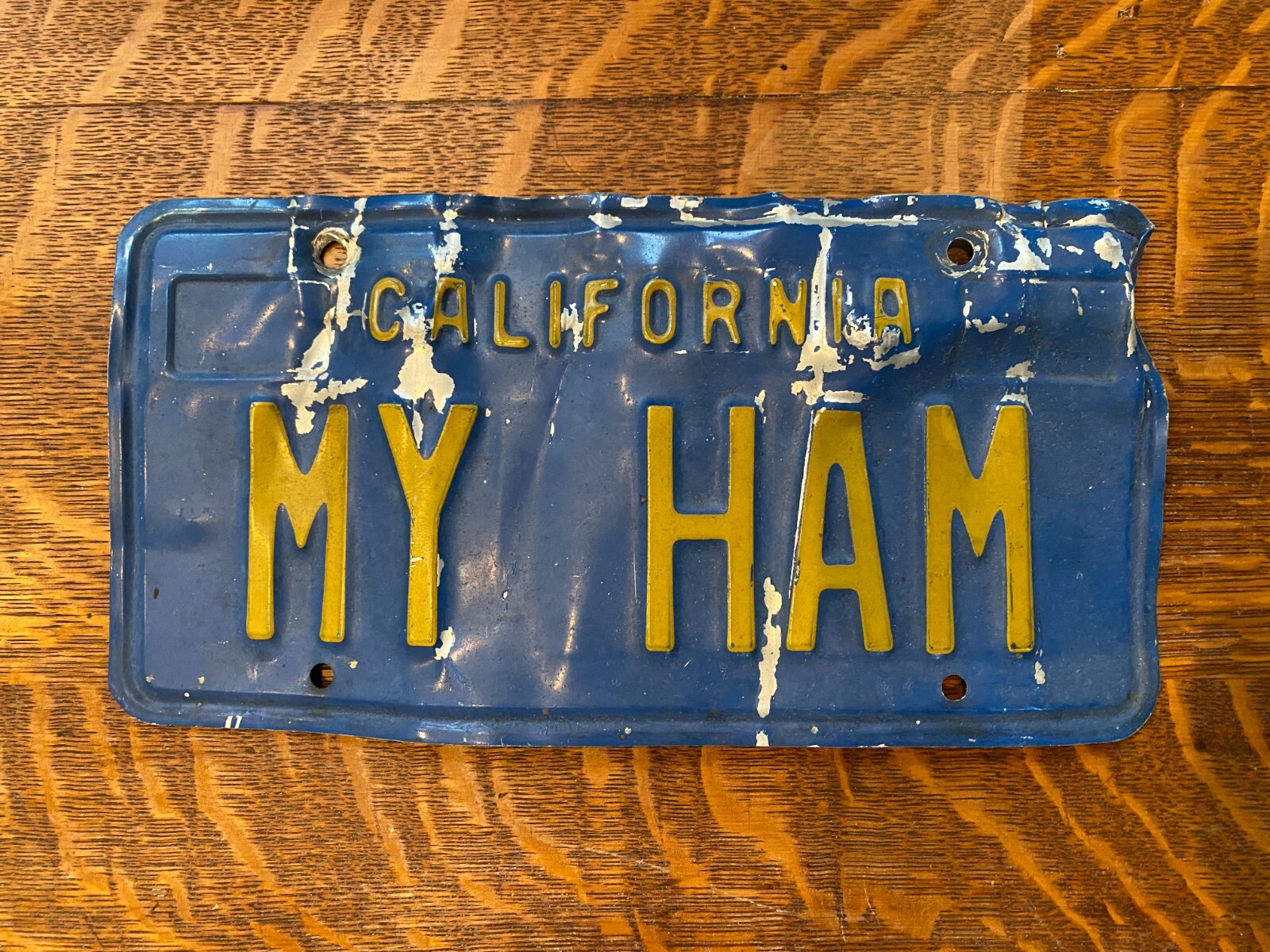 Vintage Blue / Yellow California License Plate MY HAM vanity 4H Pig ...