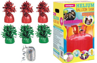 Small Helium gas for balloon supplied with 6 x Red & Green weight & 20m ...