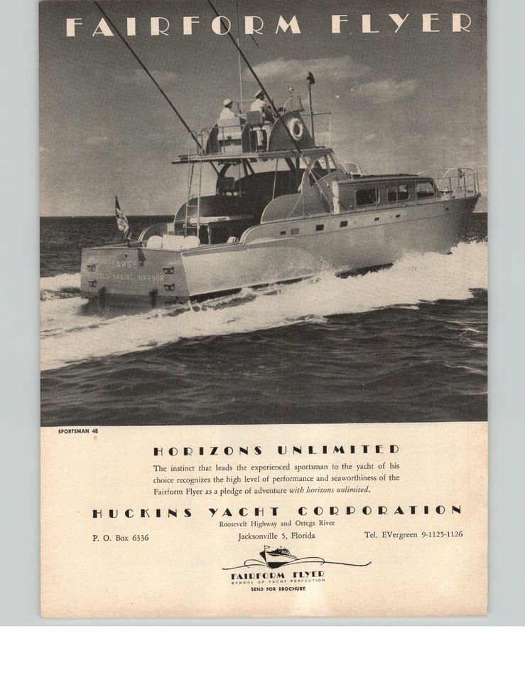 1958 PAPER AD Ilon Mariner's Sextant Fairform Flyer Yacht 48 Motorboat ...