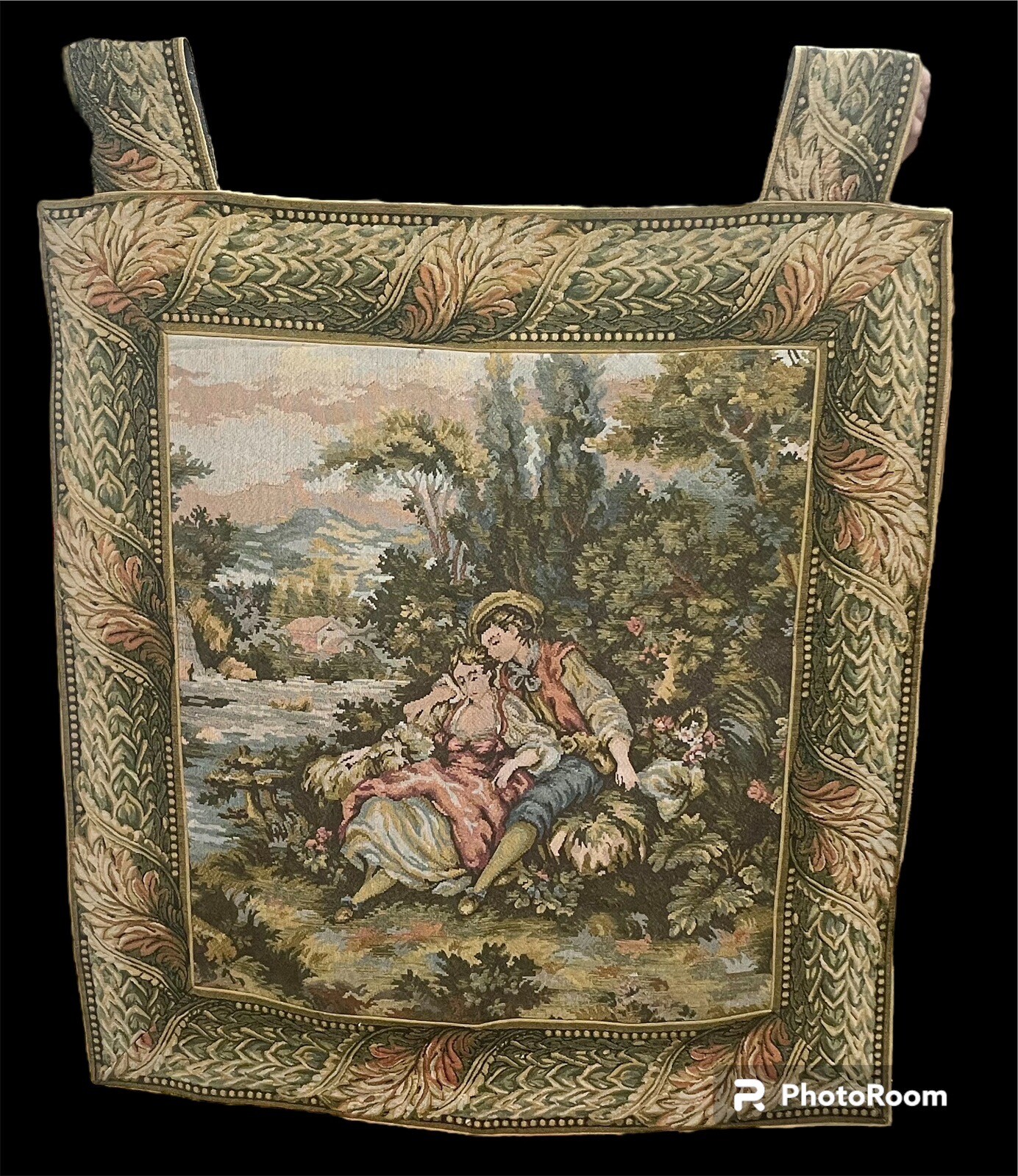 Beautiful Victorian Tapestry Wall Hanging Courtship Couple In Garden ...