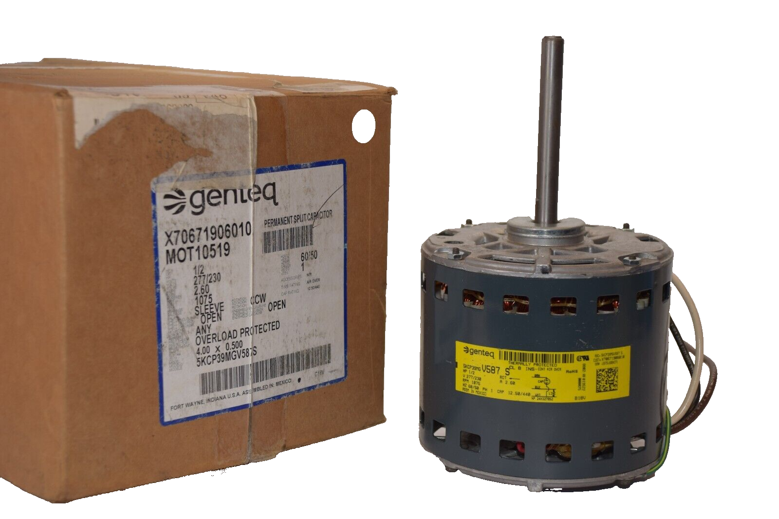 Genteq Blower Motor 5KCP39MGV587S 1/2hp 1/2 HP 230/277v 1075rpm 1ph CCW ...