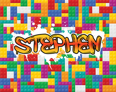 Bespoke Name Coloured Building Blocks Bricks Wallpaper Wall Mural Kids ...