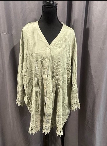 Coldwater Creek NWOT button-down blouse with lace detail size 2 XL | eBay