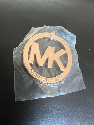New Michael Kors Rose Gold Detached MK Logo Keychain Purse Charm/Hanger ...