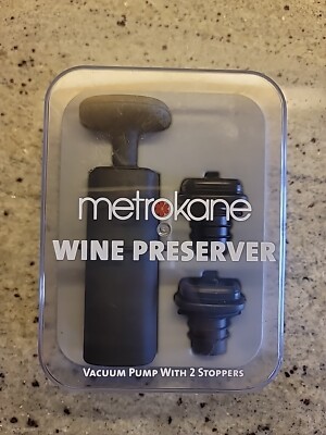 Metrokane Wine Preserver - Vacuum Pump with 2 Stoppers | eBay