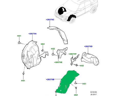 GENUINE LAND ROVER FRONT SPLASH SHIELD RANGE ROVER EVOQUE LH LR088357 ...