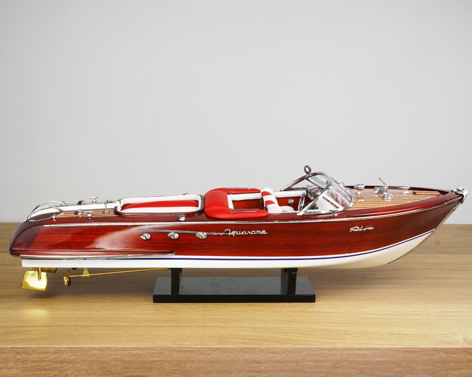 21" Red Riva Model Ship Italia Wooden Speed Boat Scale 1:16 Christnas ...