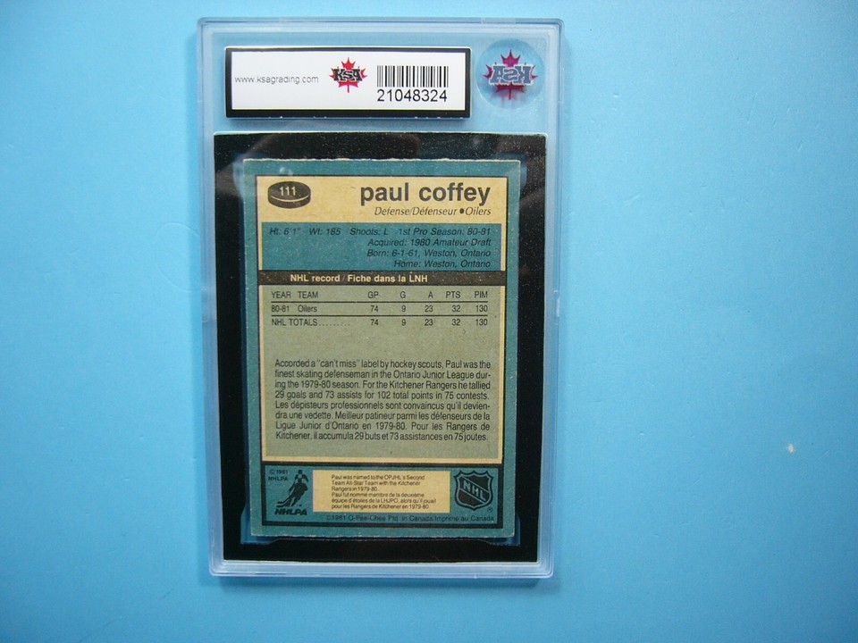 1981/82 O-PEE-CHEE NHL HOCKEY CARD #111 PAUL COFFEY ROOKIE RC KSA 6.5 ...