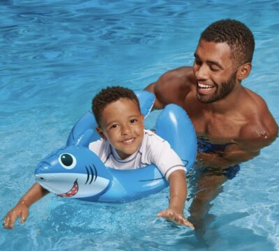 Bluescape Blue Shark Split Inflatable Swim Ring Pool Float, Ages 3 to 6 ...