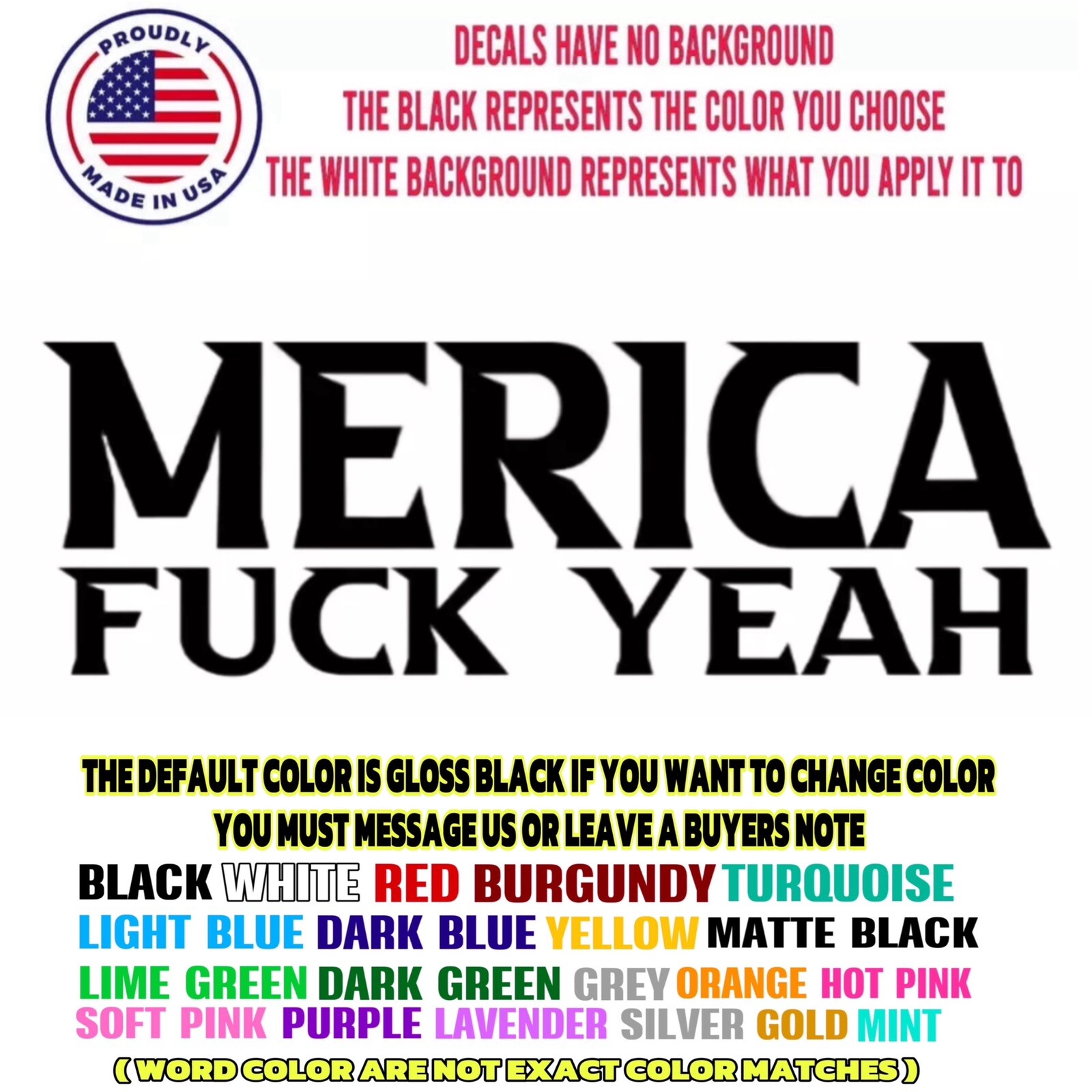 Merica F Yeah America Funny Car window decal sticker bumper | eBay