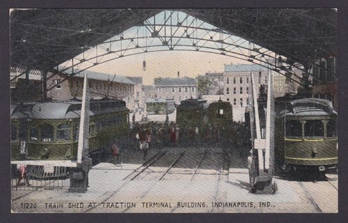 Postcard, United States, Indianapolis IN, Train Shed Traction Terminal ...