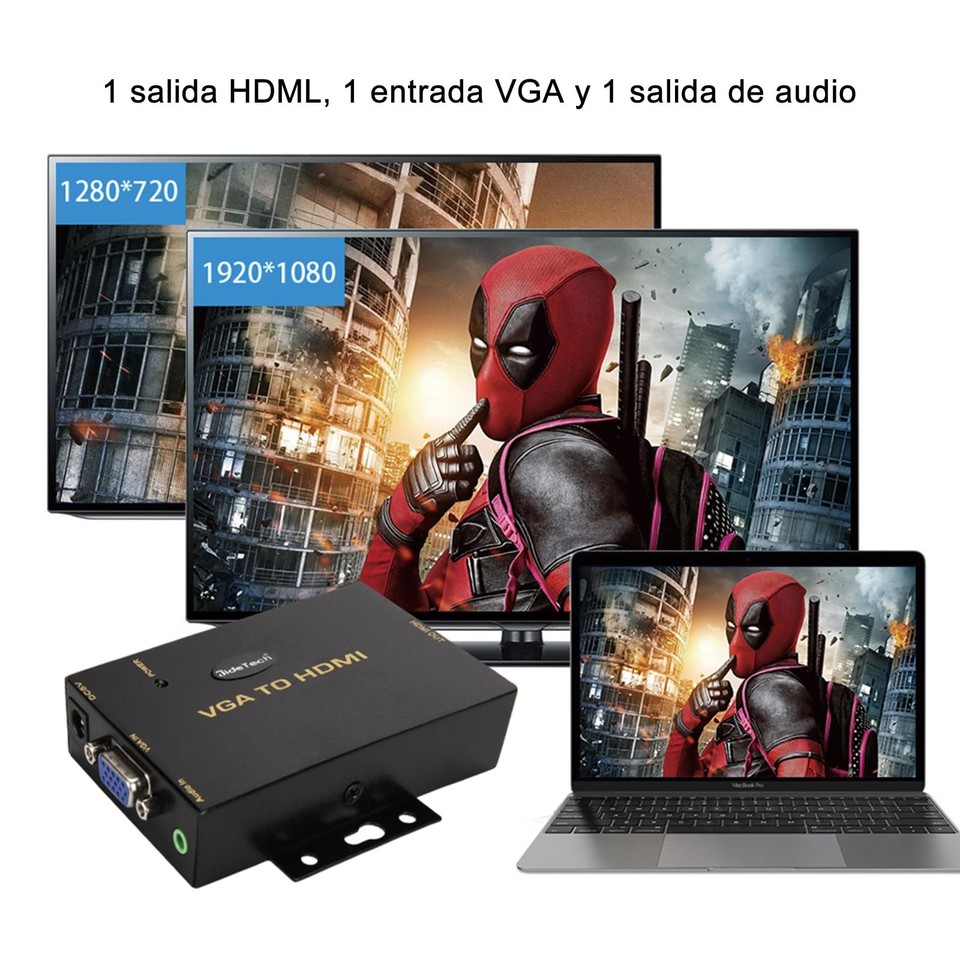 1080P VGA to HDMI Converter with 3.5mm Audio Port for PC Laptop Display ...