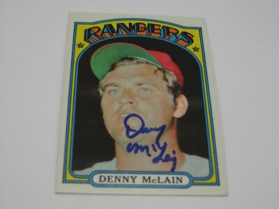 BASEBALL LEGEND TIGERS DENNY MCLAIN AUTOGRAPHED CARD W/COA FREE ...