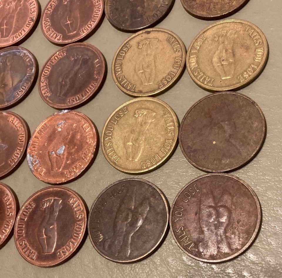 LOT OF 20 "Heads I Win - Tails You Lose" Adult Novelty Flipping Coin ...