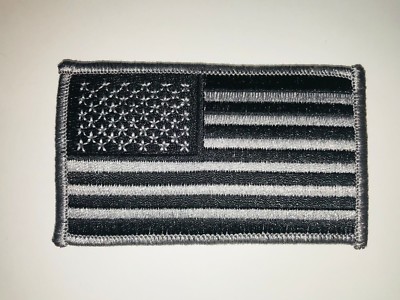 AMERICAN FLAG 2x3.5" EMBROIDERED PATCH BLACK AND SILVER USA US | eBay