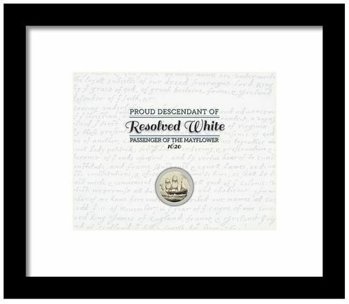 Resolved White - Mayflower Pilgrim Commemorative 8x10 print certificate ...