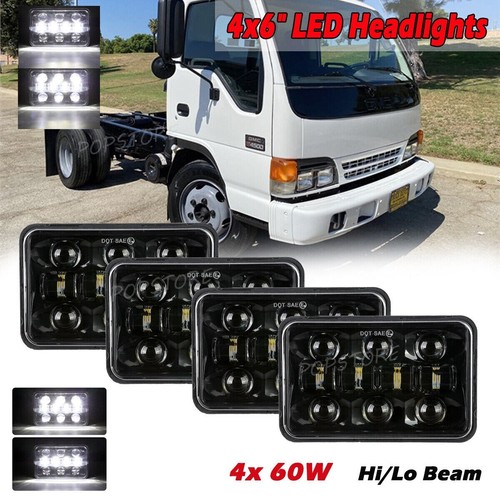 4pcs 4x6" Inch LED Headlights HI/LO Beam For 60/80 Series H4656/H4651 ...