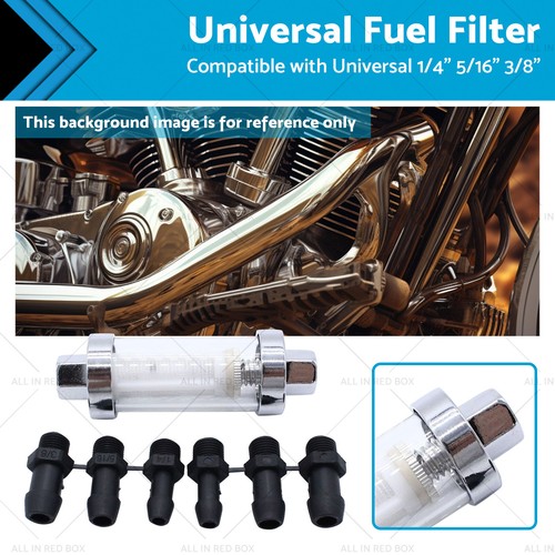 Reusable Washable Fuel Filter Chrome Glass Inline Suitable for 1/4" 5/ ...