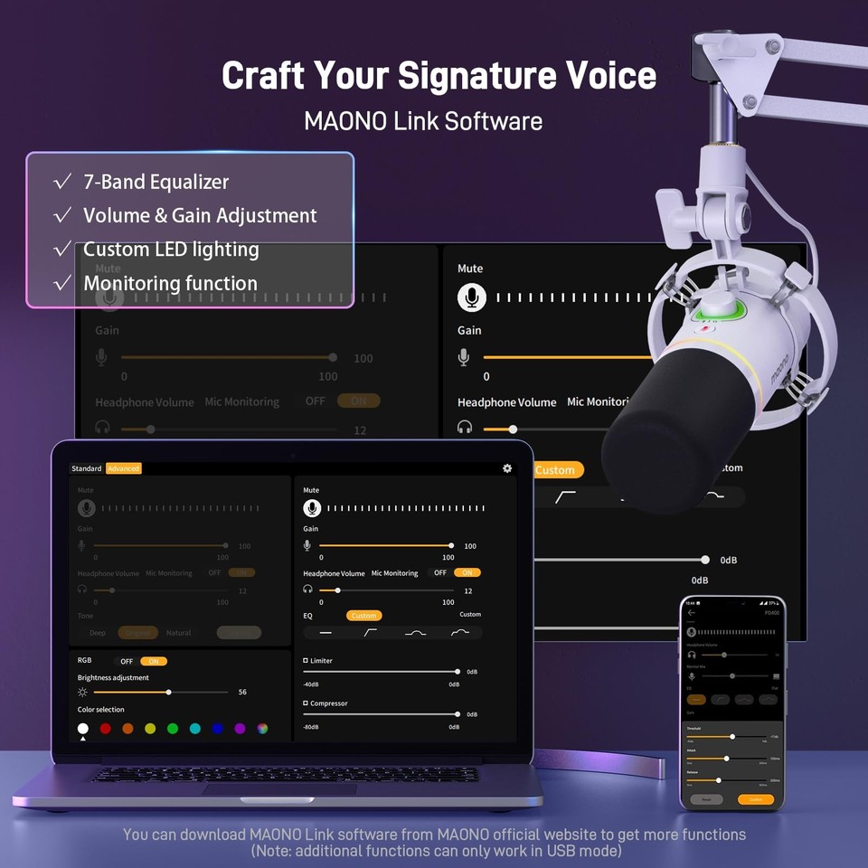 MAONO XLR/USB Dynamic Microphone Kit, PC Podcast Mic with Stand ...