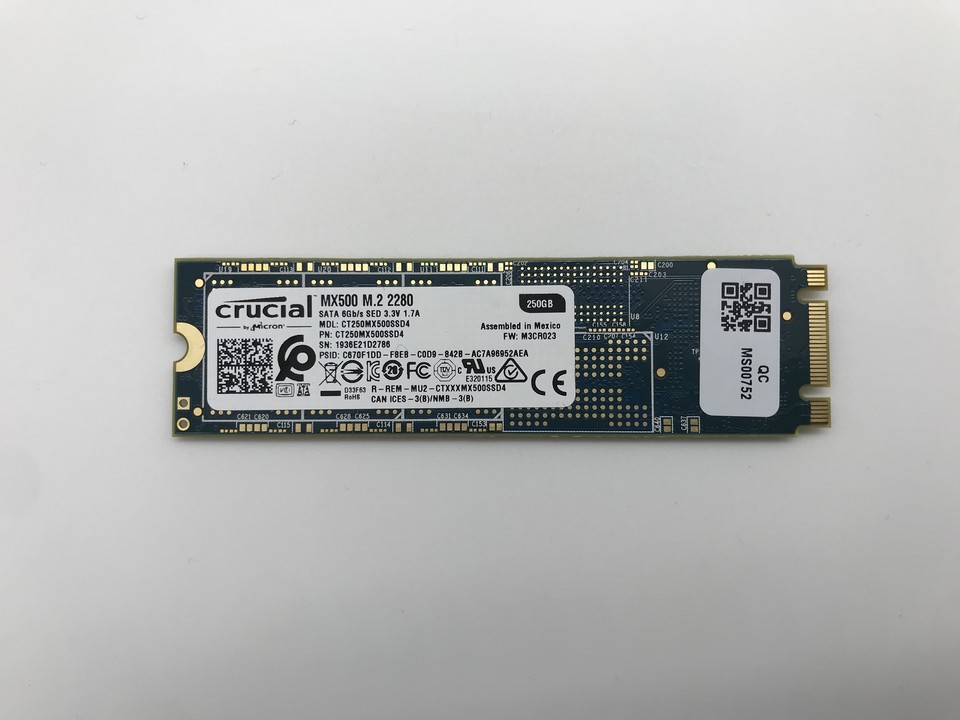 Crucial MX500 CT250MX500SSD4 250GB M.2 2280 SATA III NGFF Solid State ...