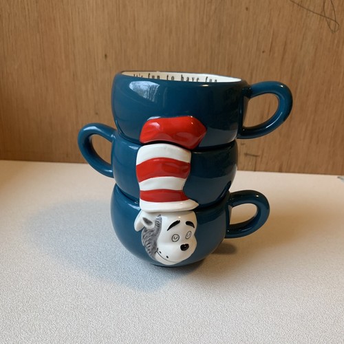 CAT IN THE HAT 3 Stacking Tea Cups Dr. Seuss Thing 1 & Thing 2, SEE ...