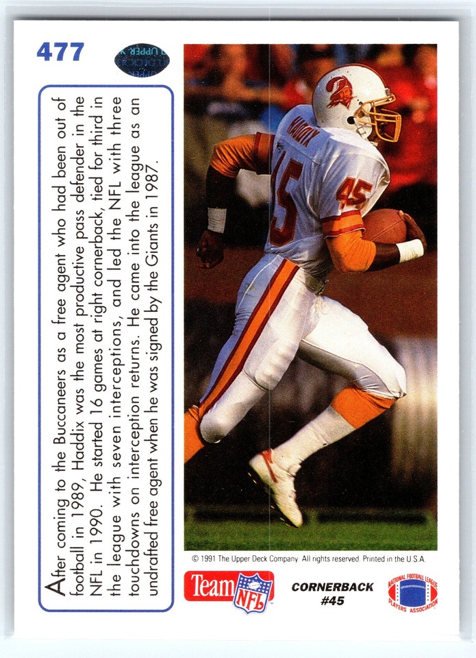 1991 Upper Deck #477 Wayne Haddix Football Tampa Bay Buccaneers | eBay
