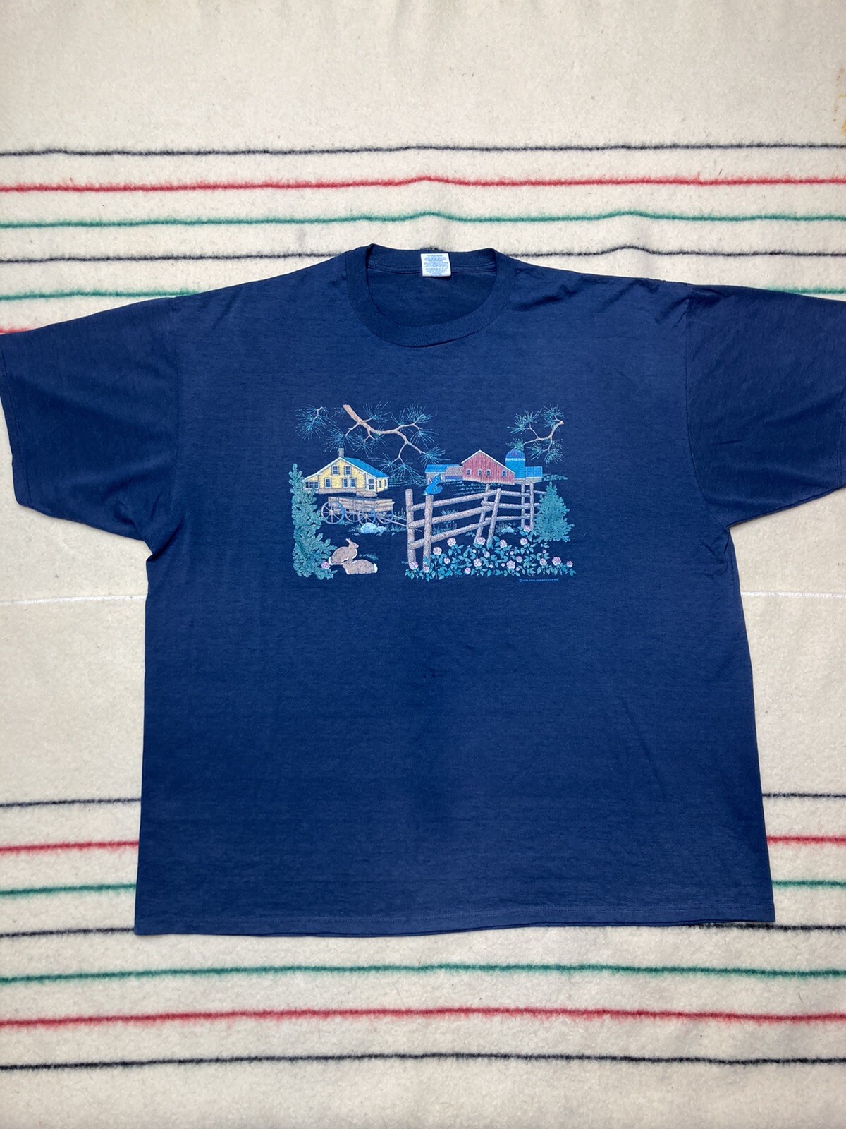 Vintage endless designs farm birds bunny animal t shi… - Gem