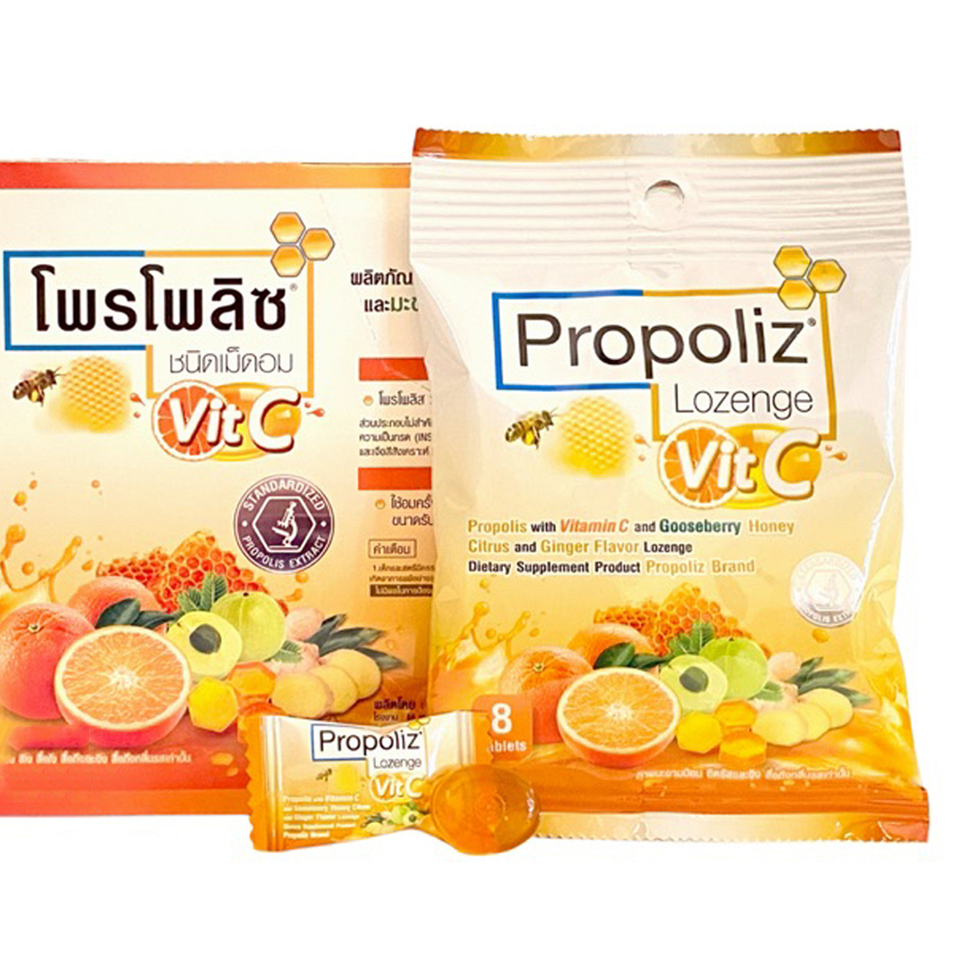 Propoliz lozenge Vitamin C Gooseberry honey scent Sugar free sore ...