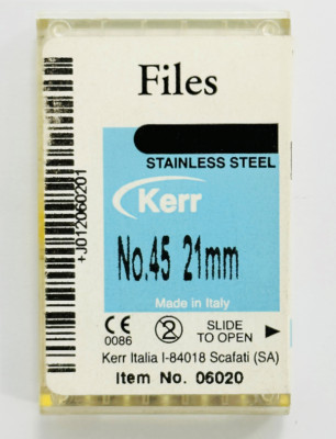 *6-Pieces* Kerr SybronEndo K-Files Hand Files Size-45 Length 21mm White ...