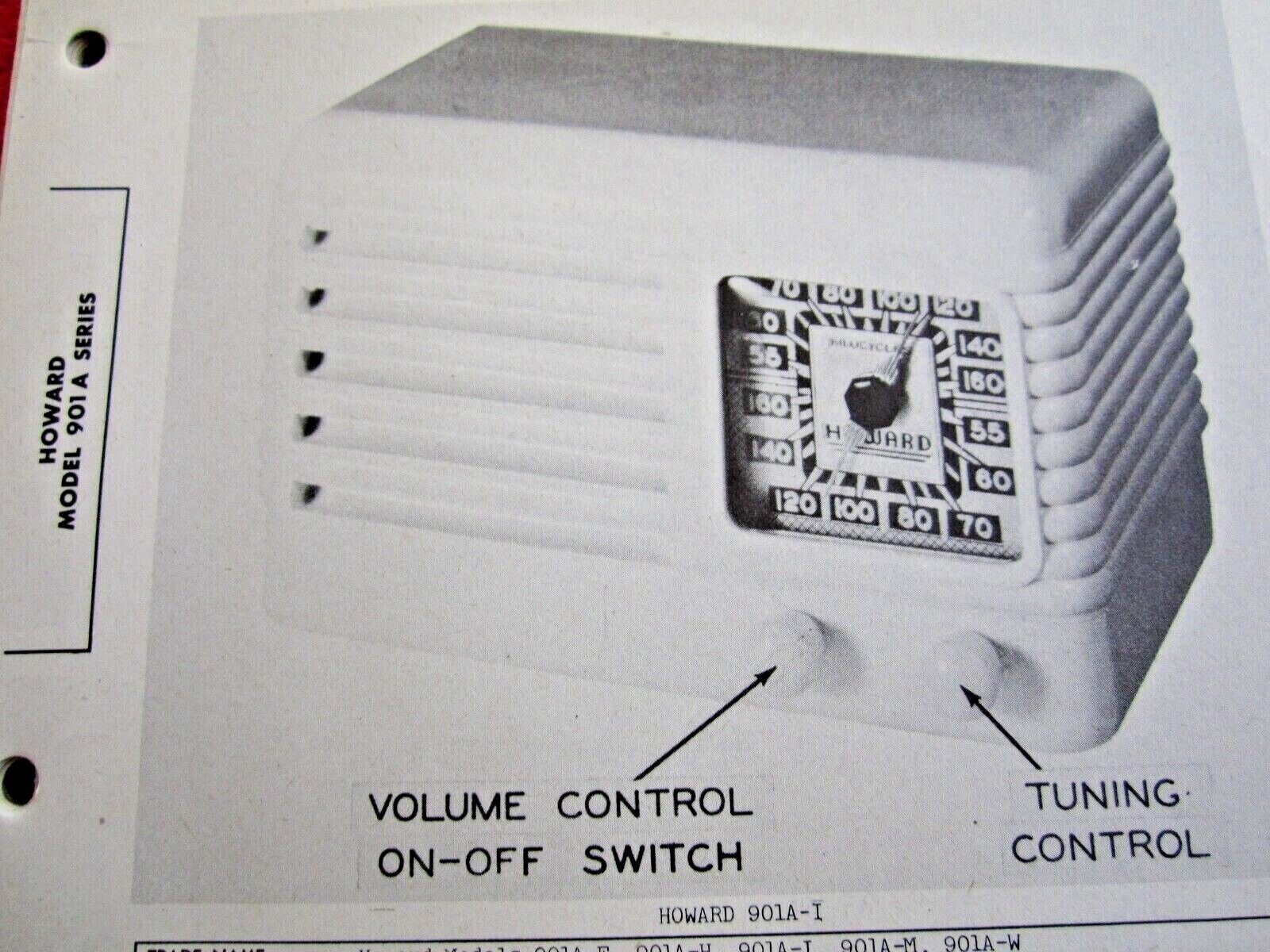 HOWARD 901A-E, 901A-H, 901A-I, 901A-M, 901A-W RADIO PHOTOFACT | eBay