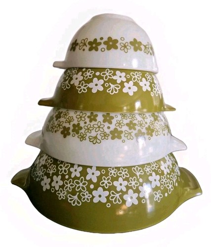 Vintage Pyrex Spring Blossom Crazy Daisy Cinderella Mixing Bowls Set of ...