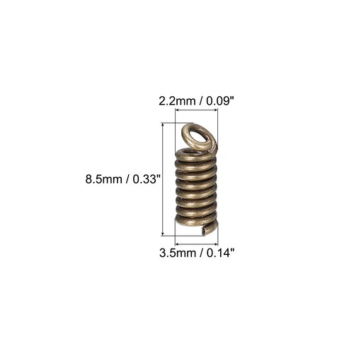 500Pcs Coil Cord Ends, 3.5x8.5mm Iron Spring Tube Cap Clasps Bronze ...