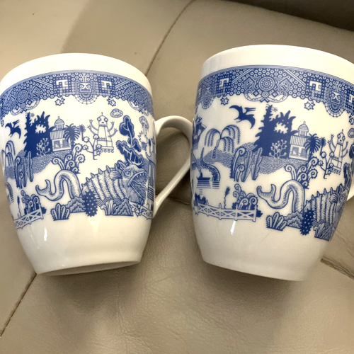 Calamityware Lot 2/ 12oz. Porcelain Mugs Design Don Moyer Things-Could ...
