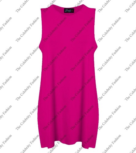 New Ladies High Split Side Long Top Women Jersey Slit Tunic Tank Vest ...