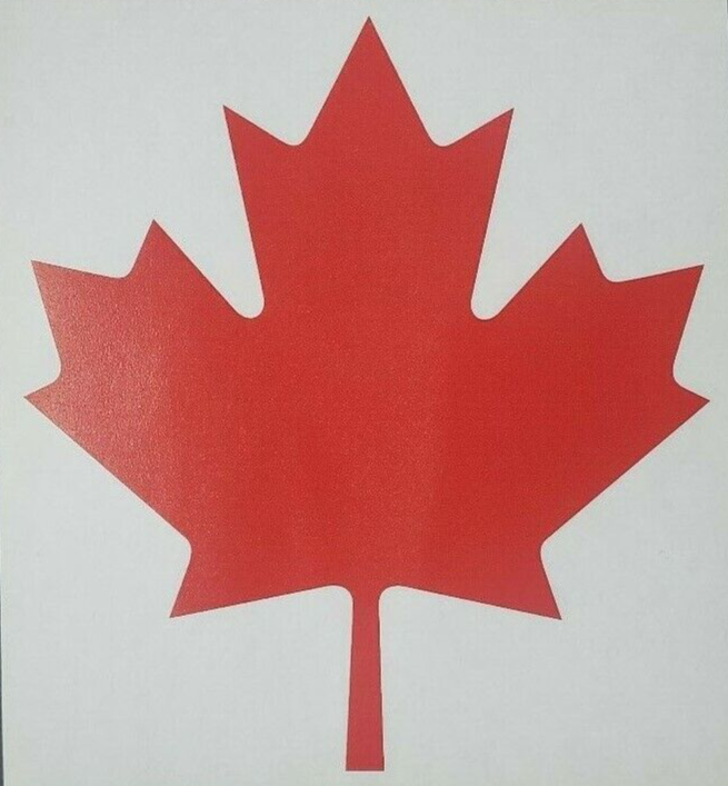 Canadian Maple Leaf Iron On Heat Transfer Solid Red 12" x 13" Canada ...