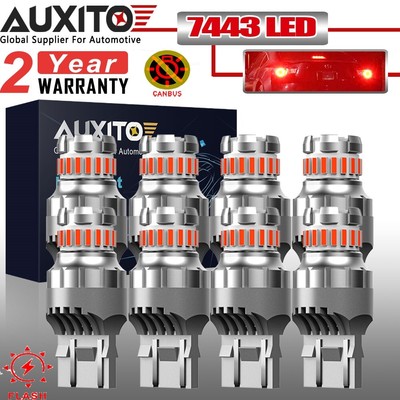 7443 7444 7440 T20 Red LED Bulb Strobe Brake Tail Stop Parking Light ...