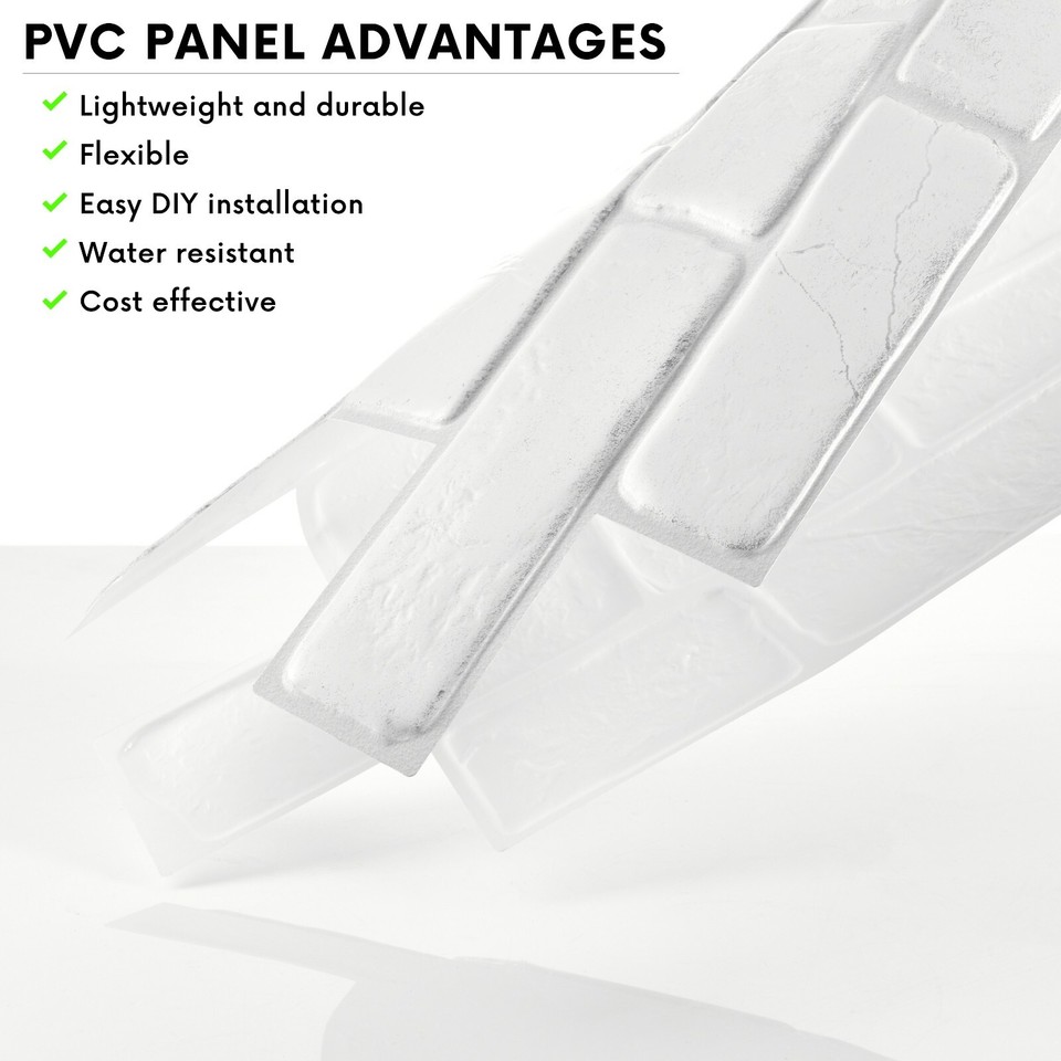 Stone Brick Effect PVC Plastic Wall Covering Panels Decorative Cladding ...