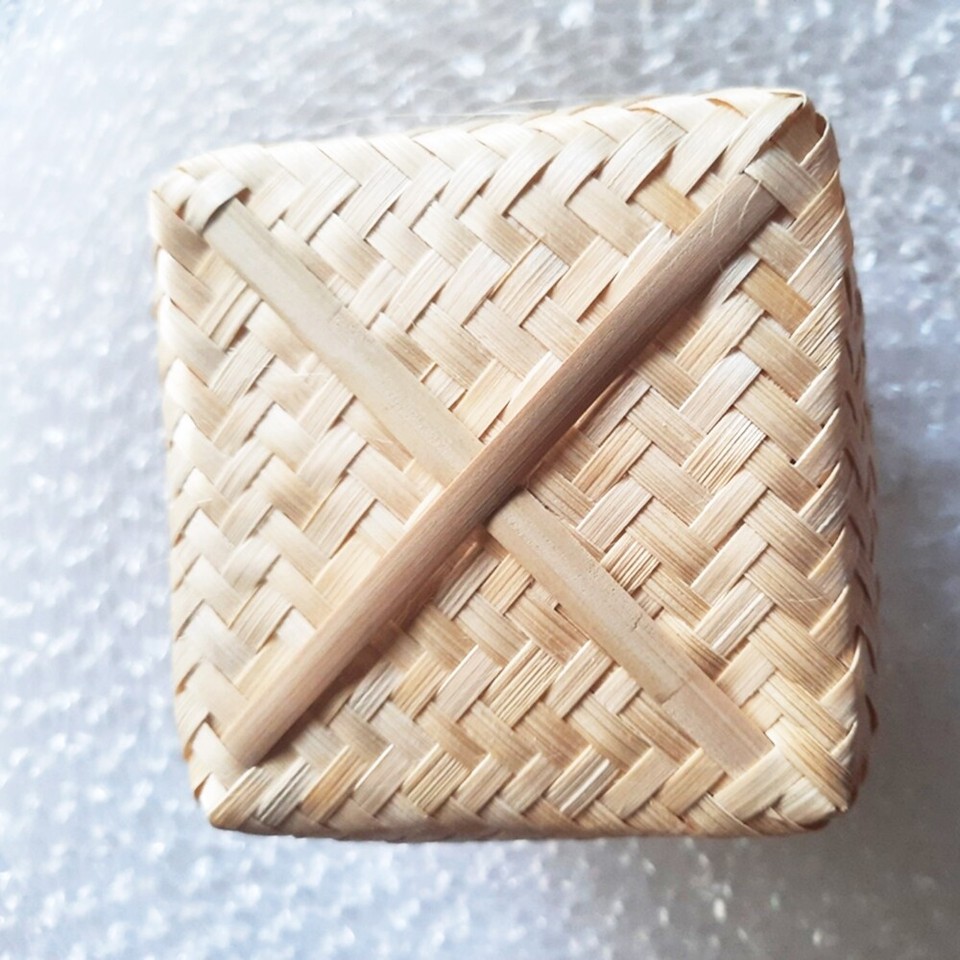 6Pcs Sticky Rice Basket Woven Kratib Serving Natural Bamboo Wooden Thai ...