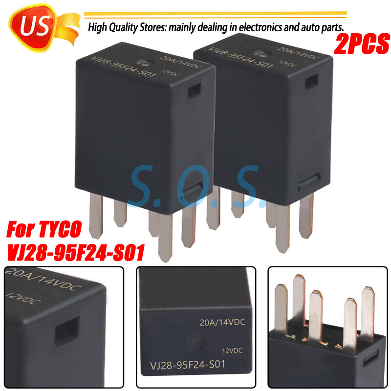 2*Plug-in Automotive Connectivity Relay For TYCO VJ28-95F24-S01 20A ...