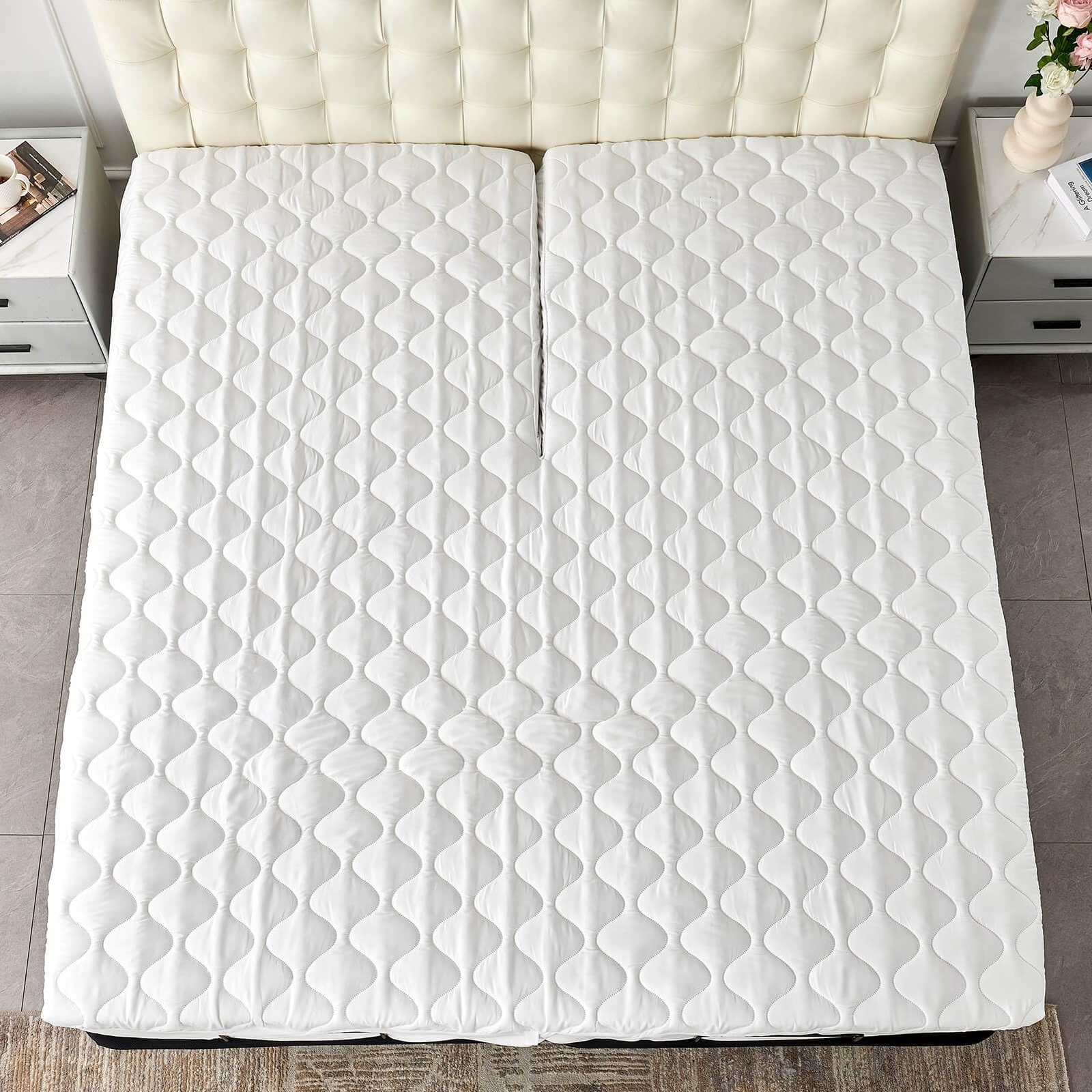 Waterproof Quilted Split Top King Mattress Protector Pad for Adjustable ...