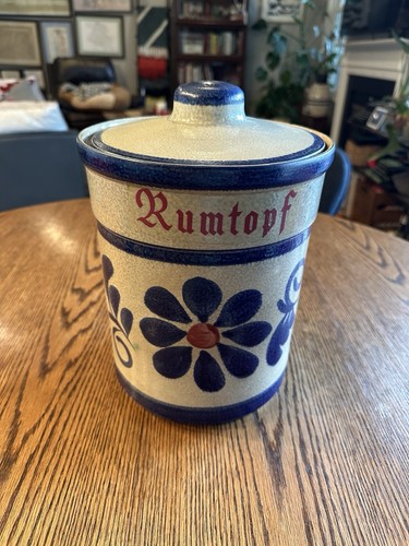 Vintage German Rumtopf Glazed Stoneware Jar With Lid - Cobalt Blue ...