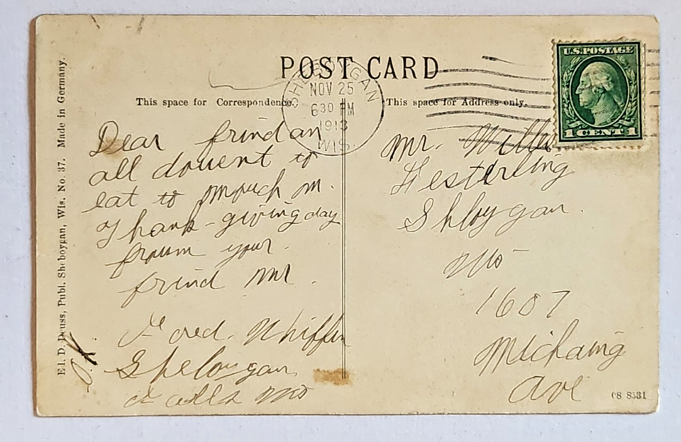 1913 Indian With Tomahawk Old Soloman Sheboygan Wi Postcard. | eBay