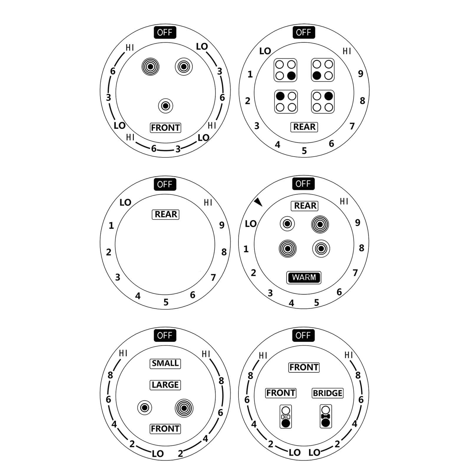 Stove Dial Sticker Set 6 Pieces for Burner Cooktops Black Print on ...