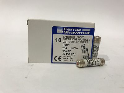 Ferraz Shawmut 8X31 20A 400V gG J215127J Box With 10 Fuses FR8GG40V20I ...