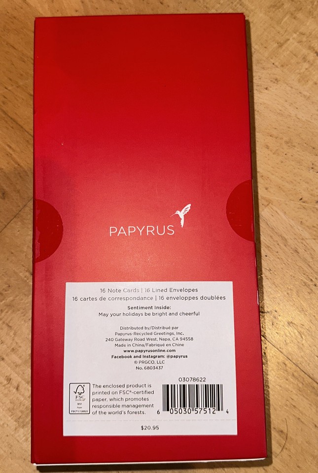 PAPYRUS Christmas Greeting Cards Box of 16 w Envelopes | eBay