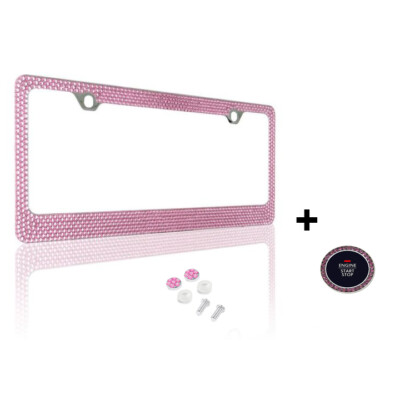 Bling Pink Crystal Rhinestone Metal License Plate Frame+Pink Ring ...
