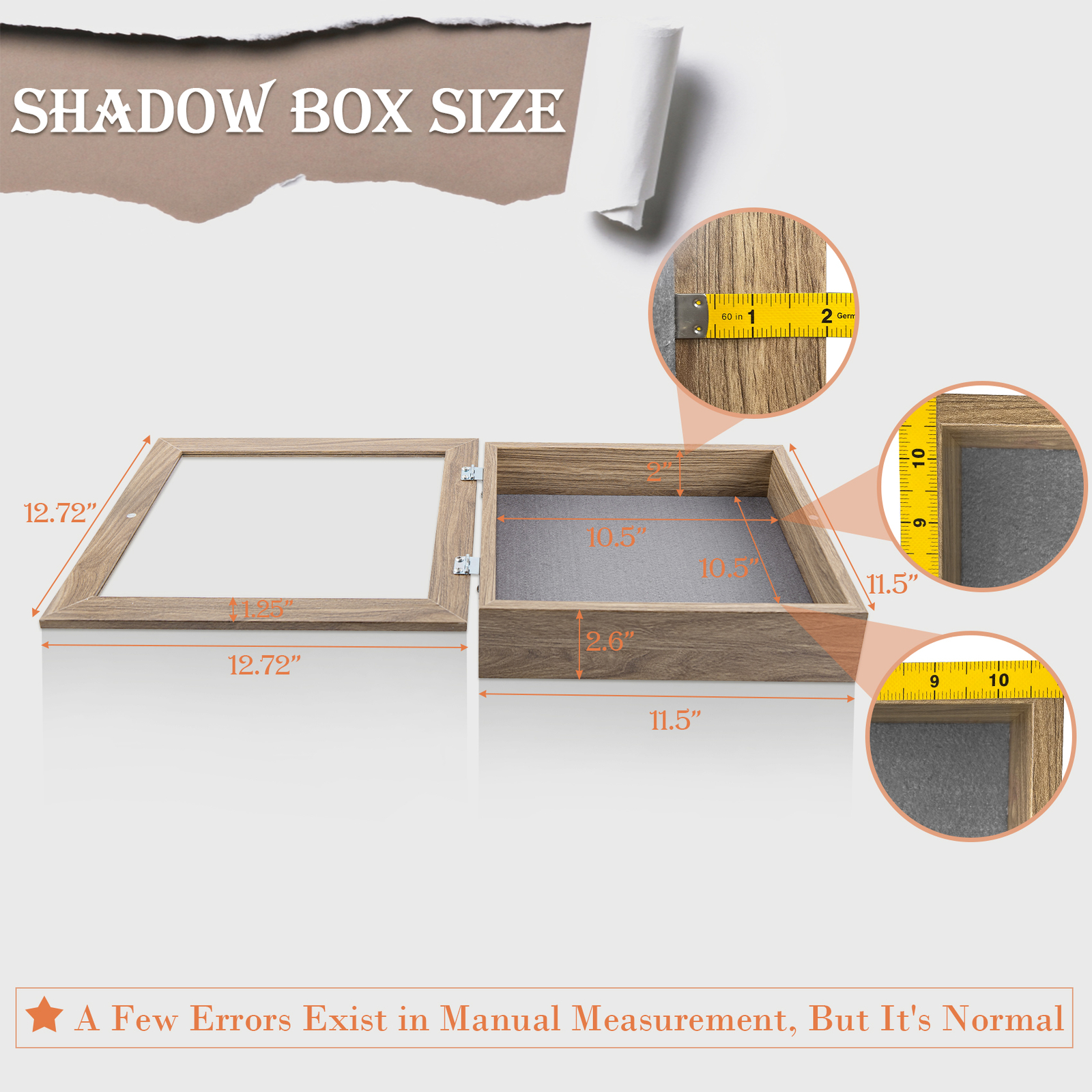 8x8 8x10.5 11x11 11x14 Shadow Box Frame Display Case 2" Depth Collages ...