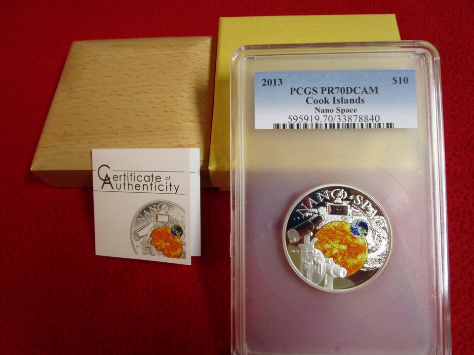 2013 $10 Cook Islands Nano Space PCGS NGC PR70 Silver Coin w/ Nano Chip ...